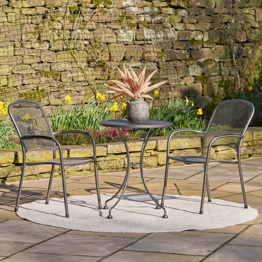 Carlo 2 Seater Outdoor Bistro Set - Dark Grey Steel Garden Furniture ...